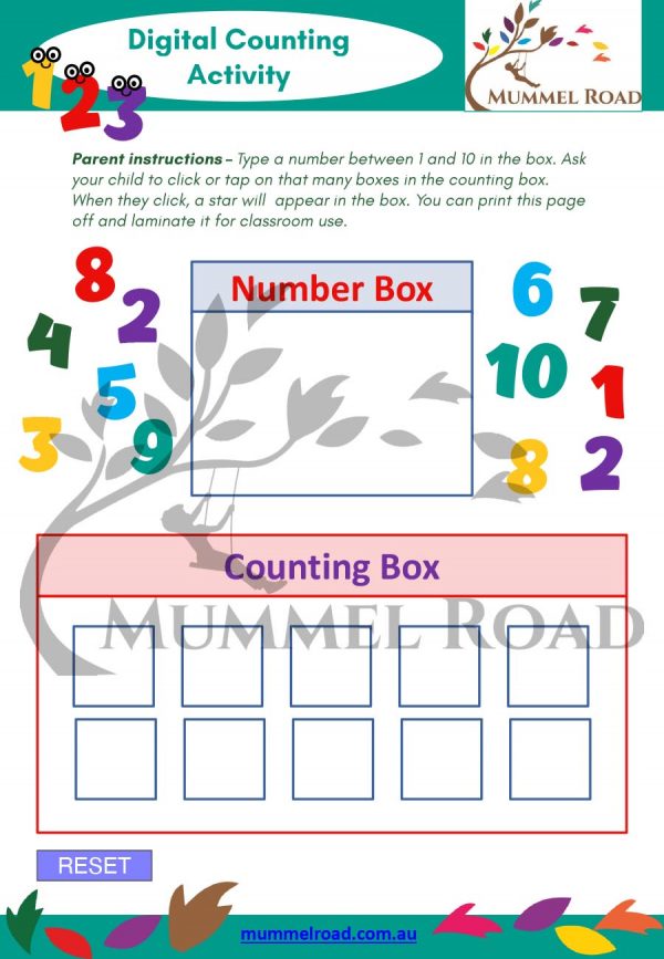 Digital Counting Activity Fillable - Mummel Road | Autism Support for ...