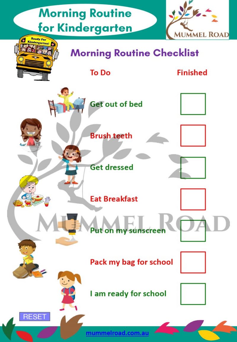 Morning Routine for Kindergarten Fillable - Mummel Road | Autism ...
