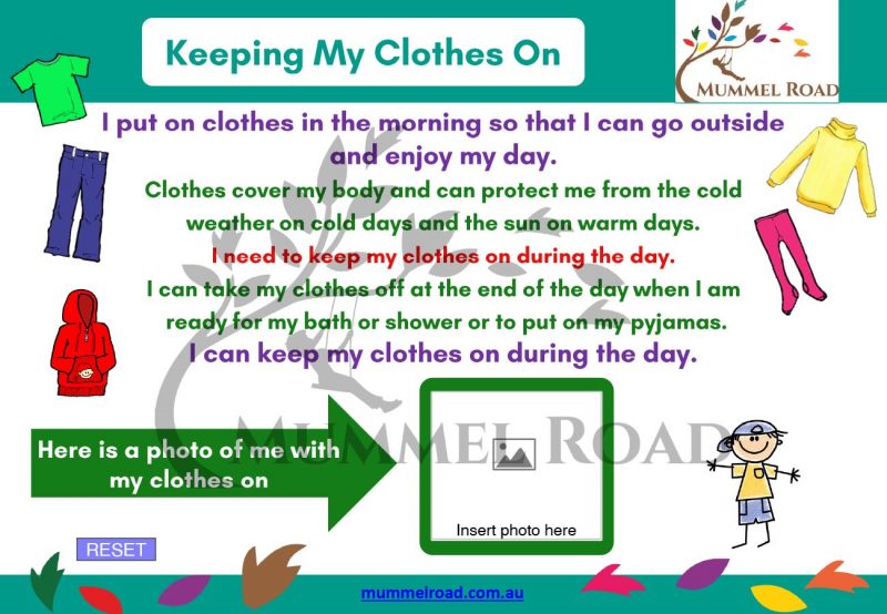 Social Story- Keeping My Clothes On Fillable - Mummel Road | Autism ...