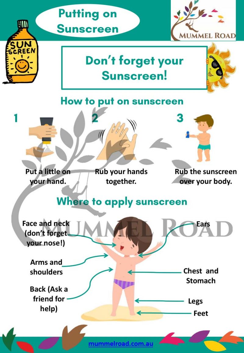 Putting on sunscreen - Mummel Road | Autism Support for Families